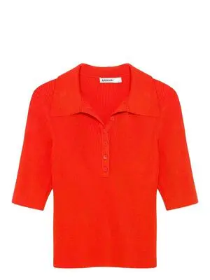 Simkhai Ribbed Knit Polo Shirt - Orange