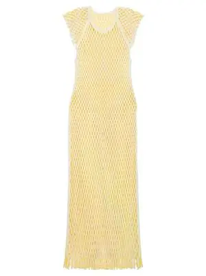 Simkhai Faylen Open-knit Fringed Midi Dress - Yellow