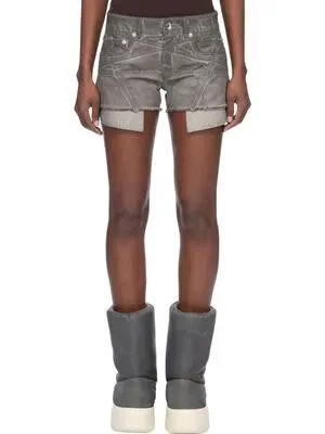 Rick Owens Mid-rise Denim Shorts With Raw Hem - Grigio