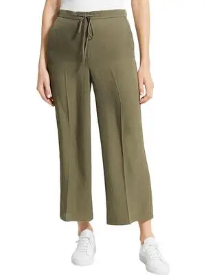 Theory Wide Leg Cropped Pants - Forest Moss