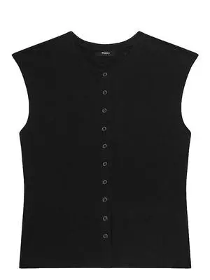 Theory Sleeveless Cotton Cardigan - Black