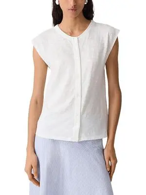 Theory Sleeveless Cotton Cardigan - White
