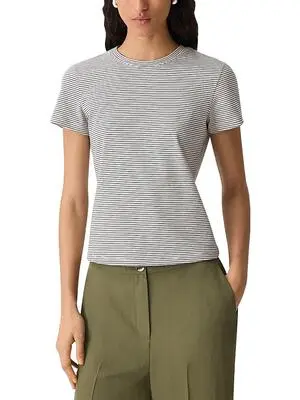 Theory Striped Cotton Crewneck T-shirt - Black Multi