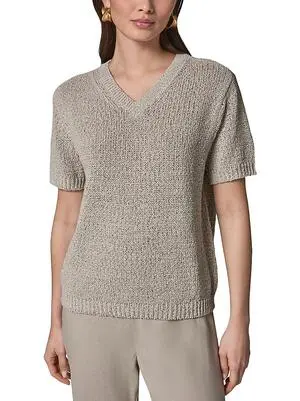 DONNA KARAN WEEKEND Donna Karan Easy V-neck Sweater - Sandstone Multi