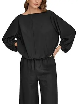 DONNA KARAN WEEKEND Donna Karan Balloon Sleeve Top - Black