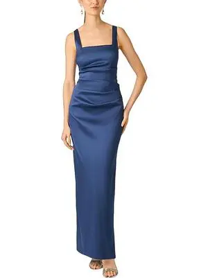 Aidan Mattox Stretch Mikado Gown - Navy