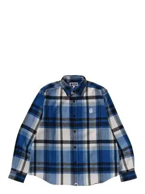 A BATHING APE Check Relaxed Fit Shirt - Blue