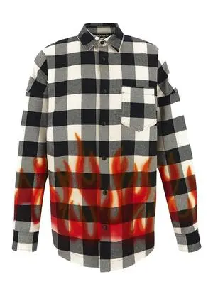 PALM ANGELS Palm Angels Fw22 Burning Logo Overshirt 'black Red'
