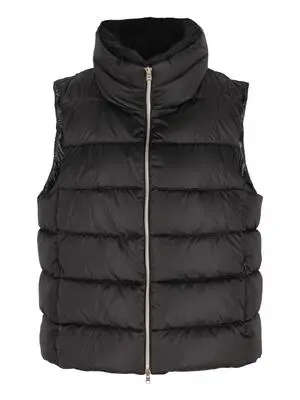 Herno Sleeveless High Neck Zip-up Vest - Black