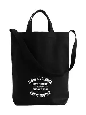 Zadig&Voltaire Canvas Tote Bag With Signature Graphics - Black