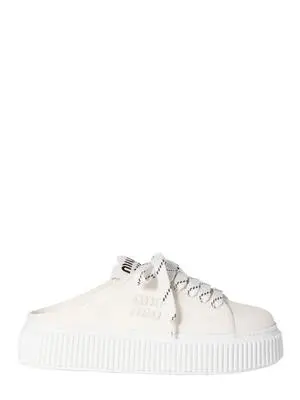 Miu Miu Denim Sneaker Mules - Ivory