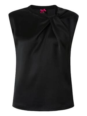 Pinko Sleeveless Satin Blouse With Knot Detailing - Black