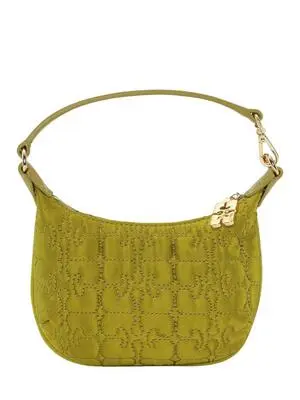 GANNI Olive Butterfly Mini Flat Satin Pouch - Brown