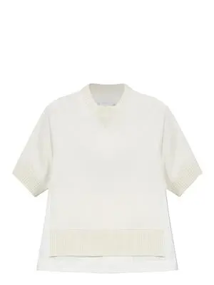 Sacai Layered Knitted Panelled Top - Cream