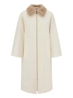 Herno Long-sleeved Coat With Large Lapel - White