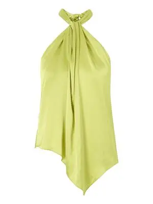 Aflalo Safira Silk-satin Halterneck Top - Green