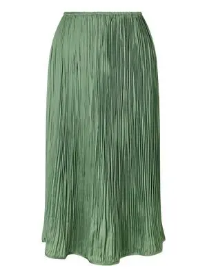 Aflalo Avelline Plissé-satin Midi Skirt - Green