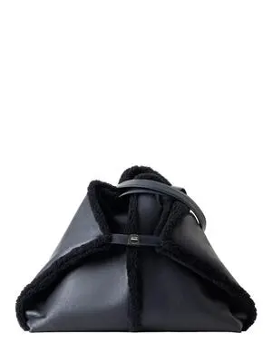 Akris Convertible Leather And Shearling Tote - Black