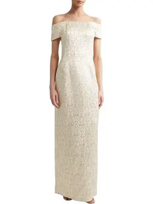 EMILIA WICKSTEAD Emilia Wickstead Metallic Jacquard Off-the-Shoulder Gown