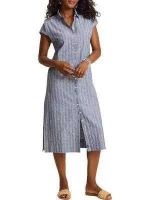 Tommy Bahama Textured Dobby Midi Shirtdress - Coastline