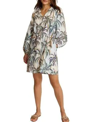 Tommy Bahama Palm Print Long Sleeve Dress - Opal Surf