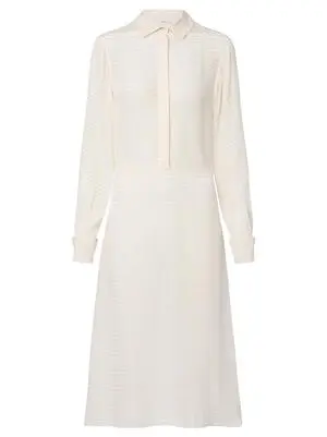 Fendi Chevron Jacquard Silk Midi Dress - White
