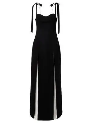 MARMAR HALIM Pleated Silk Gown In And White - Black