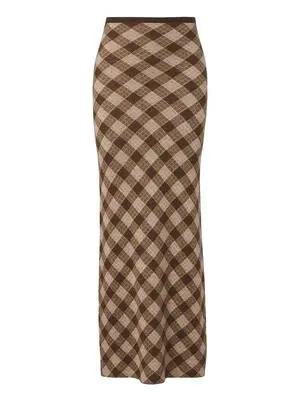 AYA MUSE Kae Plaid Maxi Skirt - Brown