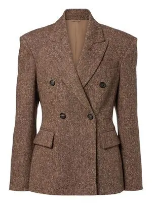 Brunello Cucinelli Double-breasted Wool-blend Blazer - Brown