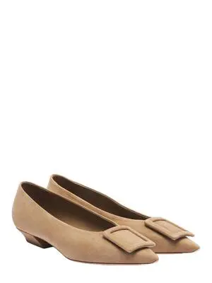 ROGER VIVIER Viv" Suede Ballet Flats - Beige