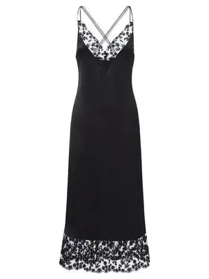 Fendi Lace-trimmed Silk Slip Dress - Black