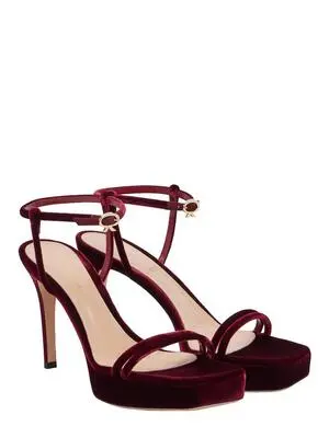 GIANVITO ROSSI Gianvito Rossi Velvet Platform Sandals Burgundy