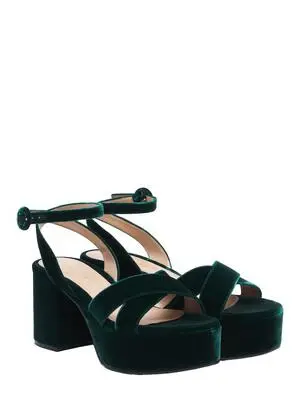 GIANVITO ROSSI Velvet Platform Sandals - Green