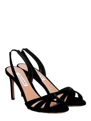 AQUAZZURA Tati Velvet Slingback Sandals - Black
