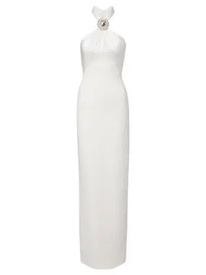 David Koma Embellished Halterneck Gown - White