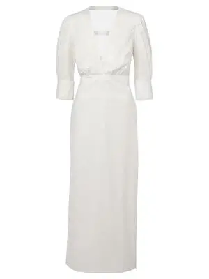 ADRIANA DEGREAS Puff Sleeve Cotton Maxi Dress - White
