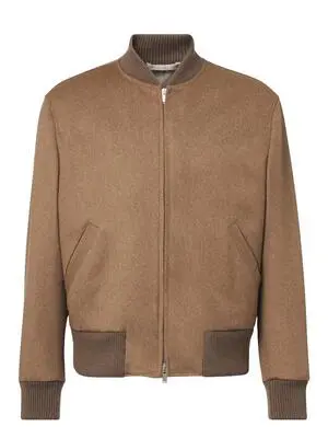 LARDINI Virgin Wool Bomber Jacket - Brown