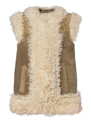 Etro Shearling-lined Embroidered Vest - Beige