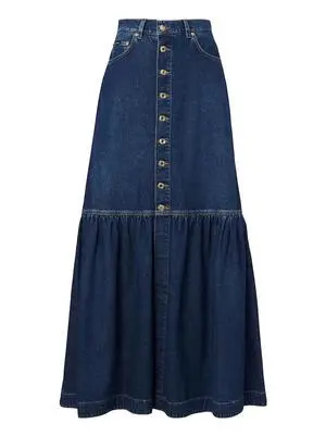Dolce & Gabbana Tiered Denim Maxi Skirt - Blue