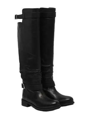 JIMMY CHOO Biker Leather Knee-high Boots - Black