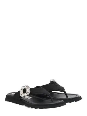 ROGER VIVIER Embellished Thong Sandals - Black