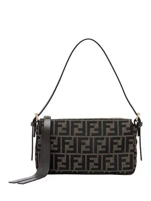 Fendi Ff Jacquard Canvas Shoulder Bag - Black