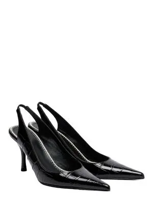 Magda Butrym Croc-effect Leather Slingbacks - Black