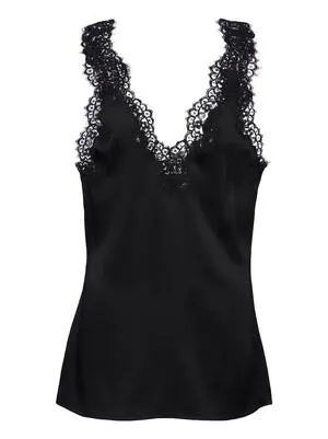 Stella McCartney Lace-trimmed Satin Top - Black