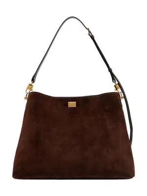 Dolce & Gabbana Vittoria Large Suede Shoulder Bag - Brown