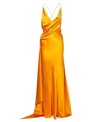 Alex Perry Asymmetrical Silk Gown - Orange