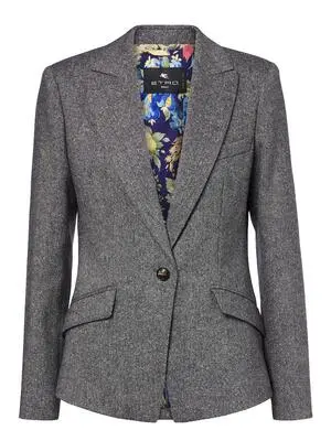 Etro Wool And Silk-blend Blazer - Grey