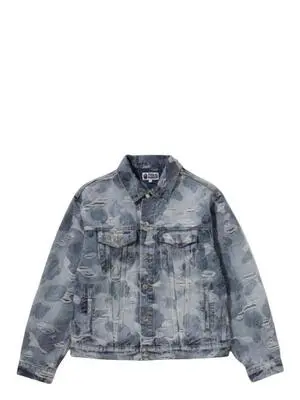 A BATHING APE Solid Camo Jacquard Trucker Jacket - Denim