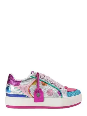 Kurt Geiger Embellished Metallic Leather Sneakers - Silver