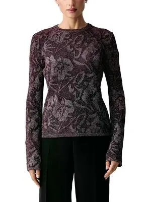 Liu Jo Floral Jacquard Lamé Sweater - Purple
